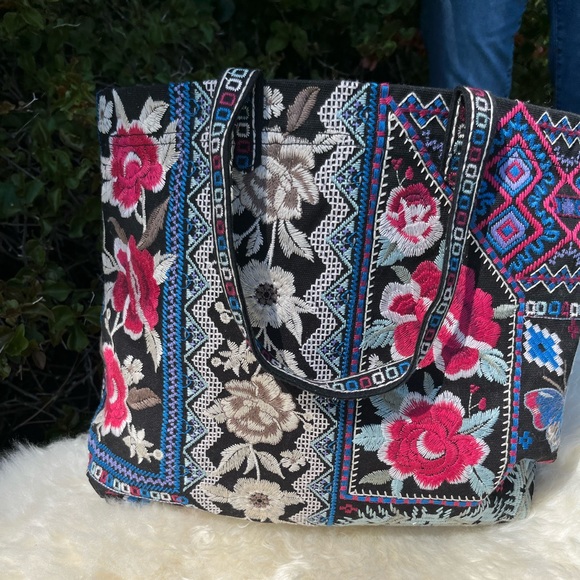 Johnny Was | Bags | Johnny Was Embroidered Double Handle Tote | Poshmark